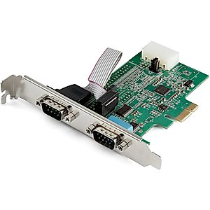 StarTech.com 2-port PCI Express RS232 Serial Adapter Card - PCIe RS232 Serial Host Controller Card - PCIe to Dual Serial DB9 Card - 16950 UART - Expansion Card - Windows & Linux , TAA (PEX2S953)