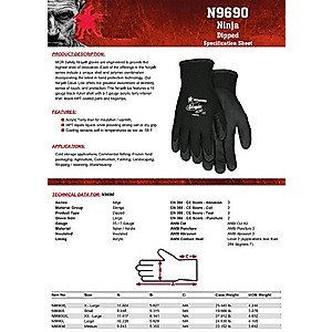MCR Safety Memphis N9690L Ninja Ice Mechanic/Ice Fish Glove, Size Large (2 Pair)
