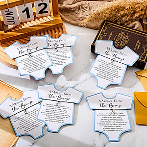 Henoyso 25 Sets Baby Shower Favors for Guests Baby Shower Bracelets Party Favors Adjustable Bracelet Message from the Bump Card Bracelets Footprints Charm for Gender Reveal Thank You Gifts(Blue)