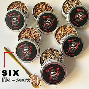 Bourbon-Old Fashioned Smoker with torch, 6 wood chips flavors, skull ice mold, e-book with 10 recipes, tea spoon and brush, in stylish box ready to gift. (Cocktail smoker kit - No butane)