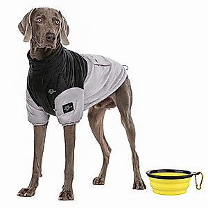 Dog Winter Coat, Padded Vest Dog Jacket - Reflective and Warm Zip Up Dog Vest Interlayer Cotton Jacket with Harness and Back Pocket -Waterproof Dog Winter Clothes for Large Dog and Medium