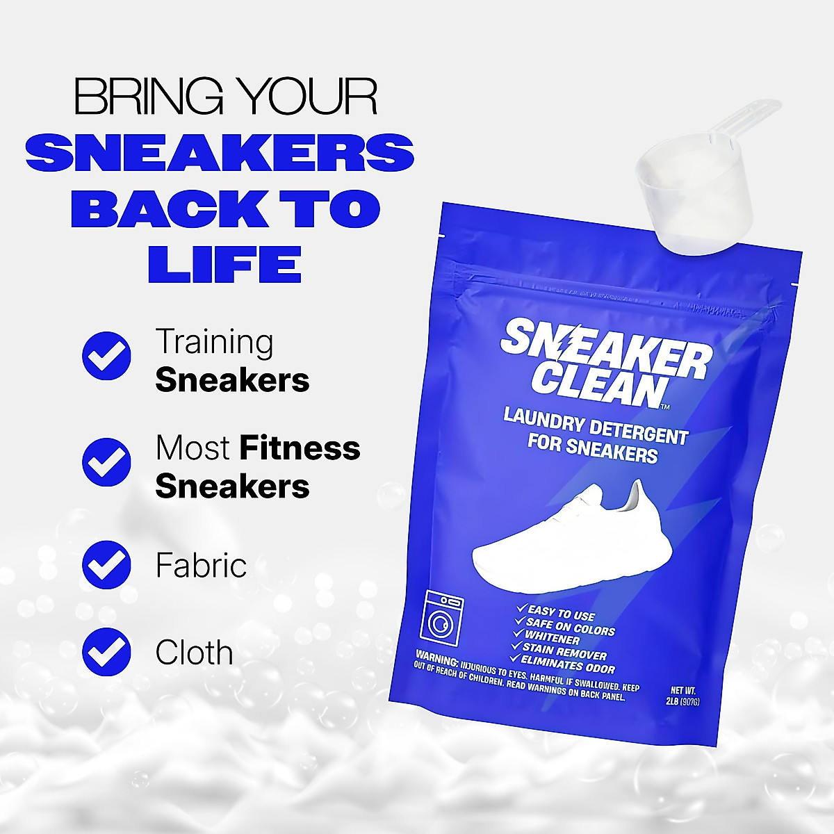 Sneaker Cleaner Kit, Shoe Cleaner for White & Colored Sneakers, Stain Remover, Deodorizer Powder, Washing Machine Safe, Shoe Cleaning Kit for Sneakers (1 Lbs)
