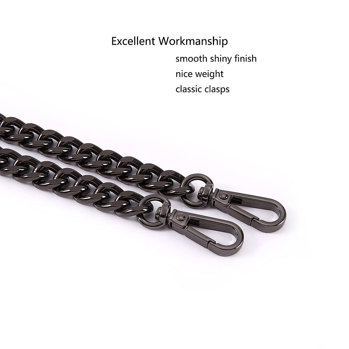 Xiazw 47'' Light Metal Crossbody Purse Chain Straps Replacement for Bag Handbag (Black)