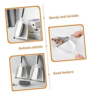Healeved 2 Sets Desktop Cleaning Kit Small Broom and Dustpan Portable Office Mini Pan Outdoor Dust Pan Table Brush and Dustpan Car Cleaning Kit Cleaning Broom and Dustpan Bucket Pp Grey