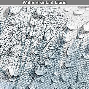 Lunarable Dusty Blue Chair Pad Set of 2, Christmas Theme Snowy Forest Elements Winter Season Landscape, Water Resistant Pillow with Ties Dining Room Kitchen, 15" x 15", Grey Teal Blue Grey