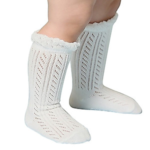 ACTLATI 3 Pairs Baby Girls Boys Knee High Socks Cotton Newborn Knit Stockings for 0-24 Months Infants Toddlers