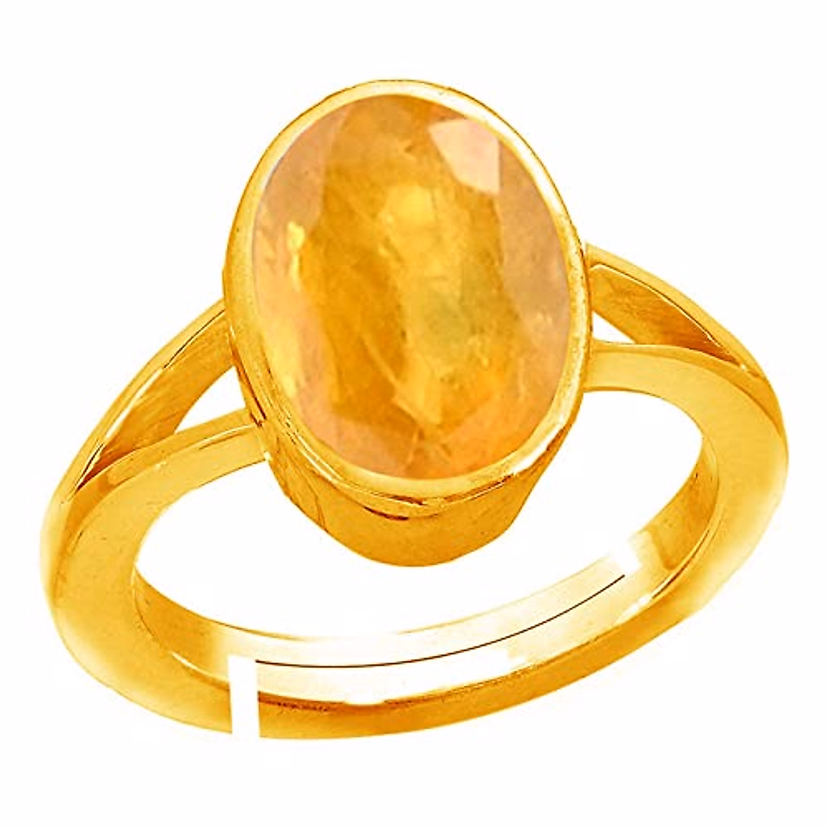 7.10 Carat Certified Unheated Untreatet AAA++ Quality Natural Gold Plated and Yellow Sapphire Astrological Ring for Unisex