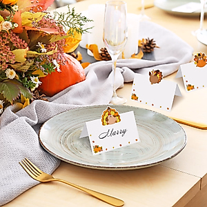 60 Pcs Thanksgiving Name Cards for Table, Turkey Thanksgiving Place Cards, Fall Place Cards for Thanksgiving Dinner Party Decoration, Thanksgiving Place Settings Size 3.5*2.2 inches (Thanksgiving)
