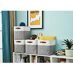 DECOMOMO Foldable Storage Bin Extra Large [3-Pack] & 11"Cube [4-pack] W/Handles for Organizing Shelf Nursery Home Closet & Office