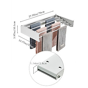leean Laundry Drying Rack, Wall Mounted, Retractable Clothes Drying Rack, Folding Towel Drying Rack for Bathroom, Laundry Room Organization,Outdoor Yard, Balcony (White)