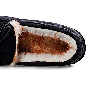 Amazon Essentials Men's Warm Plush Slippers, Black, 8