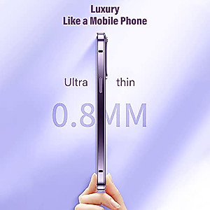 KumWum Magnetic Case for iPhone 14 Pro Max Front and Back Protection Ultra-Thin Tempered Glass Screen Protector Metal Bumper Double Sided Buckle Clear Cover with Camera Lens Protector - Purple