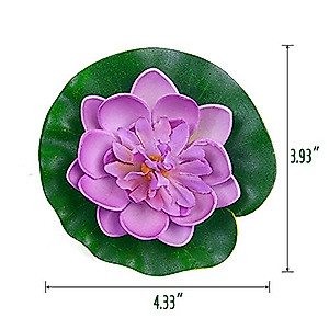 Happy Trees 12 Pcs Artificial Floating Foam Lotus Flower with Water Lily Pad, Lifelike Ornanment Perfect for Home Garden Pond Decoration