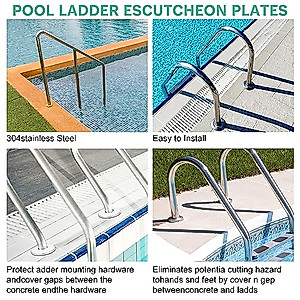 Juvielich 4 Pcs Escutcheon Plate Cover Base Pipe Cover Flange Plates 51mm Fit Pipe Dia 2.01" Overall Diameter 3.94 Inch 304 Stainless Steel for Pool Spa Ladder Handrail Post Plate Guardrail Silver
