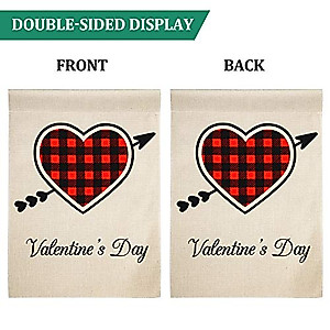 2 Pieces 12 x 18 Inch Holiday Garden Flags, Valentine's Day Garden Flag Buffalo Plaid Heart Garden Flag and St. Patrick's Day Shamrock Garden Flag for Valentine's Day Holiday Party Decoration