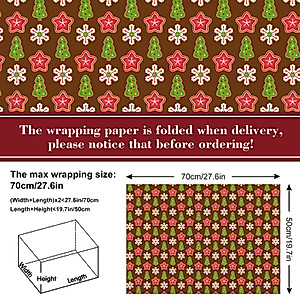 AnyDesign 12 Sheets Christmas Wrapping Paper Gingerbread Man Candy Canes Snowflake Gift Wrap Paper Bulk Xmas Folded Flat DIY Art Craft Paper for Birthday Holiday Party, 19.7 x 27.6 Inch