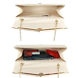 ZLM BAG US Satin Evening Bag Pleated Envelope Clutch Purse Wedding Party Prom Dress Handbag with Detachable Chain