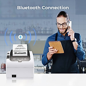MUNBYN Bluetooth 5.0 Receipt Printer P047, 80mm POS Printer and Thermal Receipt Paper 3 1/8 x 230ft 20 Rolls
