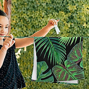 susiyo Bright Green Tropical Leaves Hand Towels Set of 2 Luxury Print Decorative Bathroom Towels Super Soft Highly Absorbent Multipurpose Towels for Yoga Gym Spa Hotel Bathroom Kitchen 28x14 Inch