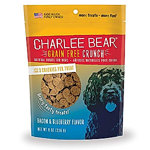 Charlee Bear Grain Free Crunch Dog Treats, Bacon & Blueberry Flavor, 8 oz