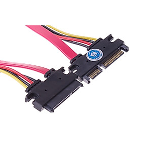 SMAKN(TM) 22-pin (7+15) Sata Male to Female Data and Power Combo Extension Cable - Slimline Sata Extension Cable M/f - 20inch (50cm)