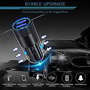 Car Charger, [2Pack] 3.4a Fast Charge Dual Port USB Adapter&[4Pack/6FT] USB Type C to USB A Cable