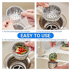 Kitchen Sink Strainer Mesh Bags, 300 PCS Disposable Mesh Sink Drain Strainer Bags, Kitchen Sink Filter Net Food Catcher Suits All Sink Strainer Basket for Kitchen Food Waste Leftover Garbage