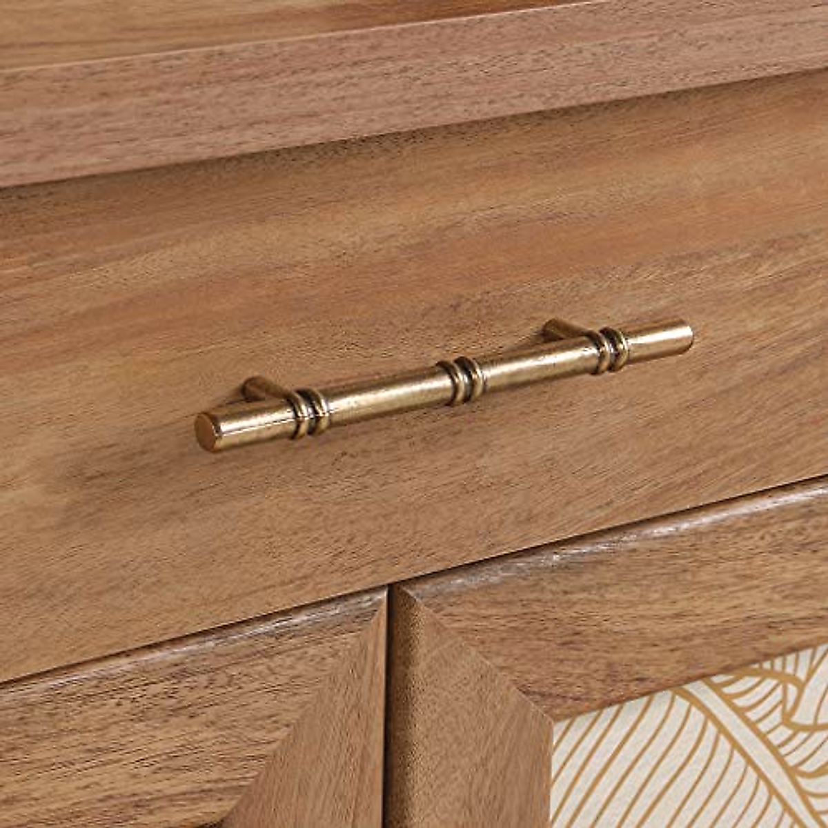 Sauder Coral Cape Library with Doors, L: 26.77" x W: 16.18" x H: 66.97", Sindoori Mango Finish