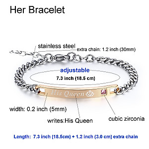 LAVUMO His Hers Couples Bracelets King and Queen Matching Set Anniversary Promise Gifts Stainless Steel 2pcs