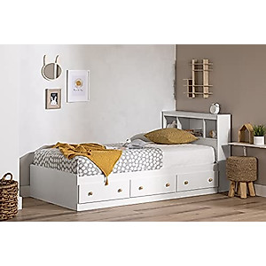South Shore Summertime Bookcase Headboard, Twin, Pure White
