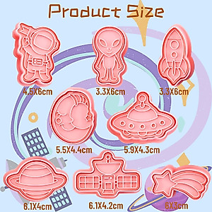 Crethinkaty Space Cookie Cutter-8 Plastic Cookie Stamp-Space Cartoon Fun Cookie Cutter Set, Children's Baking Set.