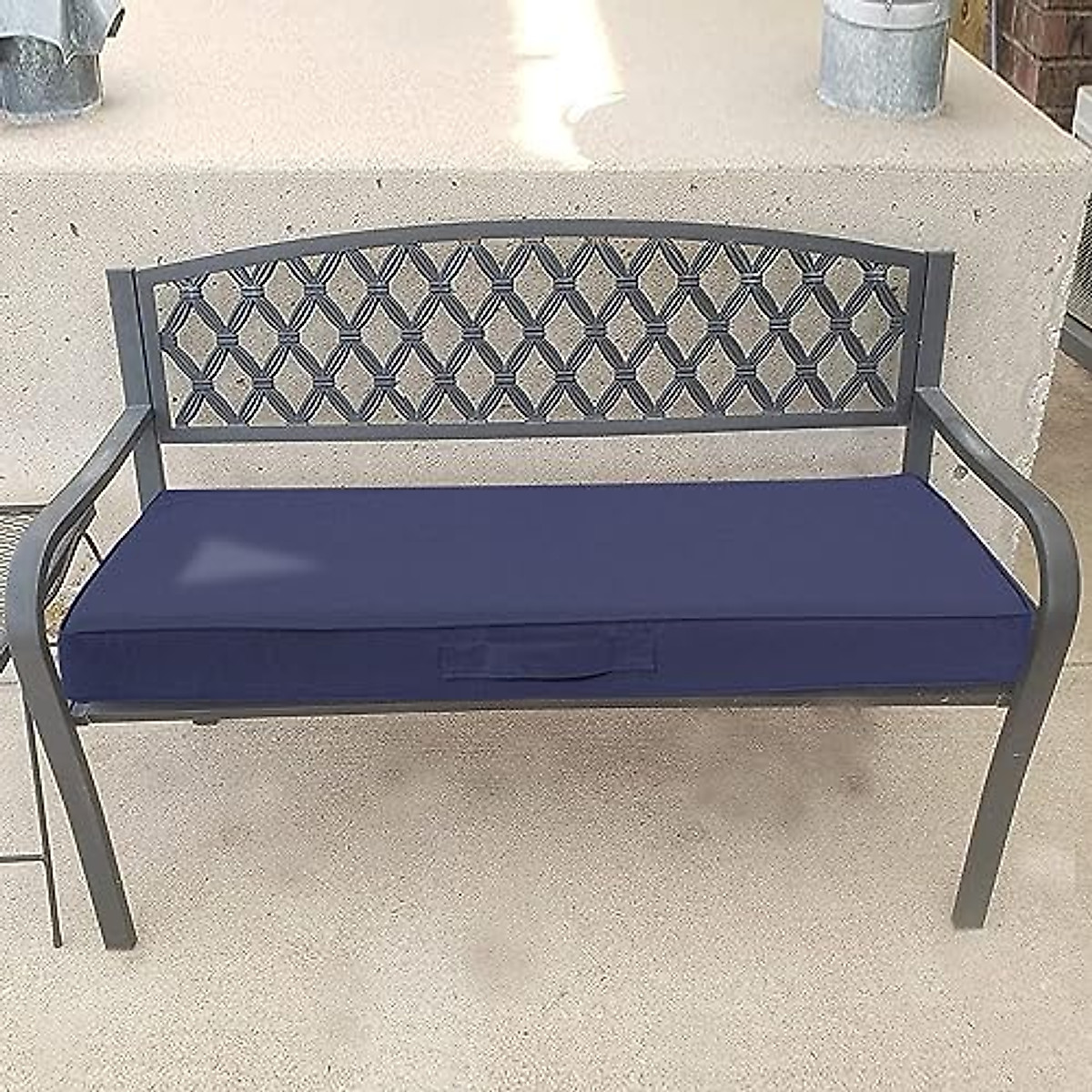 Faible Poisson Outdoor Cushion Covers, 36 x 18 Inch Water Resistant Bench Cushion Cover with Handle and Anti-Slip Straps Replacement Cushions Covers for Patio Backyard Furniture, Dark Blue