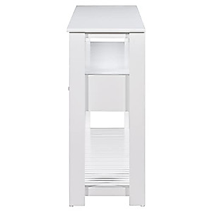 62.2" Solid Wood Console Table,Modern Entryway Sofa Side Table with 4 Drawers and 2 Shelves, Easy to Assemble (White/62.2" M)