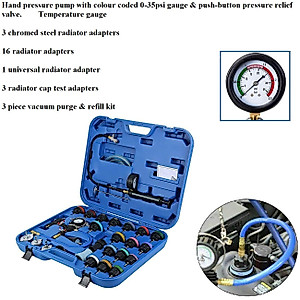 Lucky Seven 28 Pcs Universal Radiator Pressure Tester, Vacuum Type Cooling System Tool Kit w/Carrying Case,Pressure Tester Kit,Cooling System Pressure Tester Kit