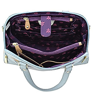 Anuschka Women’s Hand Painted Genuine Leather Wide Organizer Satchel - Rainbow Birds