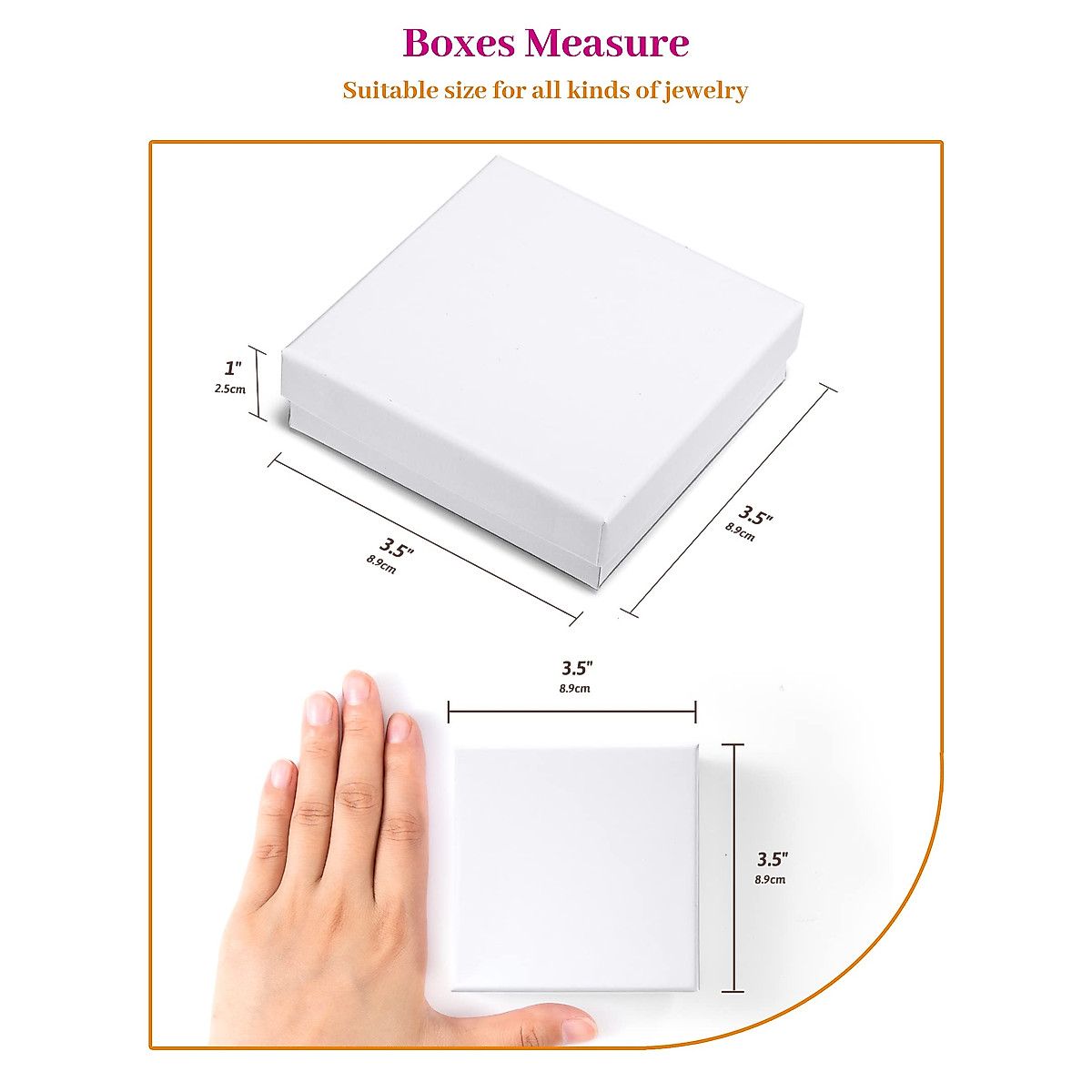 MESHA Cardboard Jewelry Gift Boxes for shipping, Glossy Small Gift boxes for Necklace Ring Bracelet Earring Cotton Filled Jewlery Box with Lids, White 3.5x3.5x1 Inch, 20 Pieces