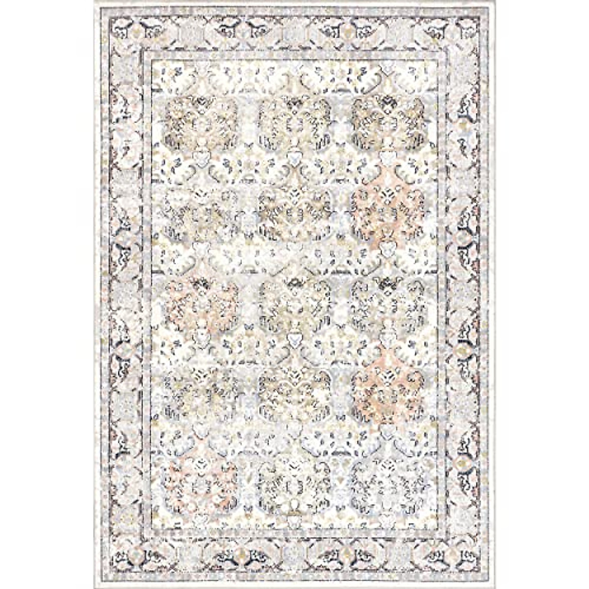 nuLOOM Rue Traditional Bordered Machine Washable Area Rug, 5' 3" x 7' 6", Beige