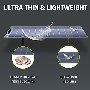 HQST 100W 12V Flexible Monocrystalline Solar Panel,9BB 100 Watts Mono Solar Panel,Polished PET Coating,23% High Efficiency Module PV Power,IP67 Waterproof for RV Camper Van Boat Yacht Cabin Shed