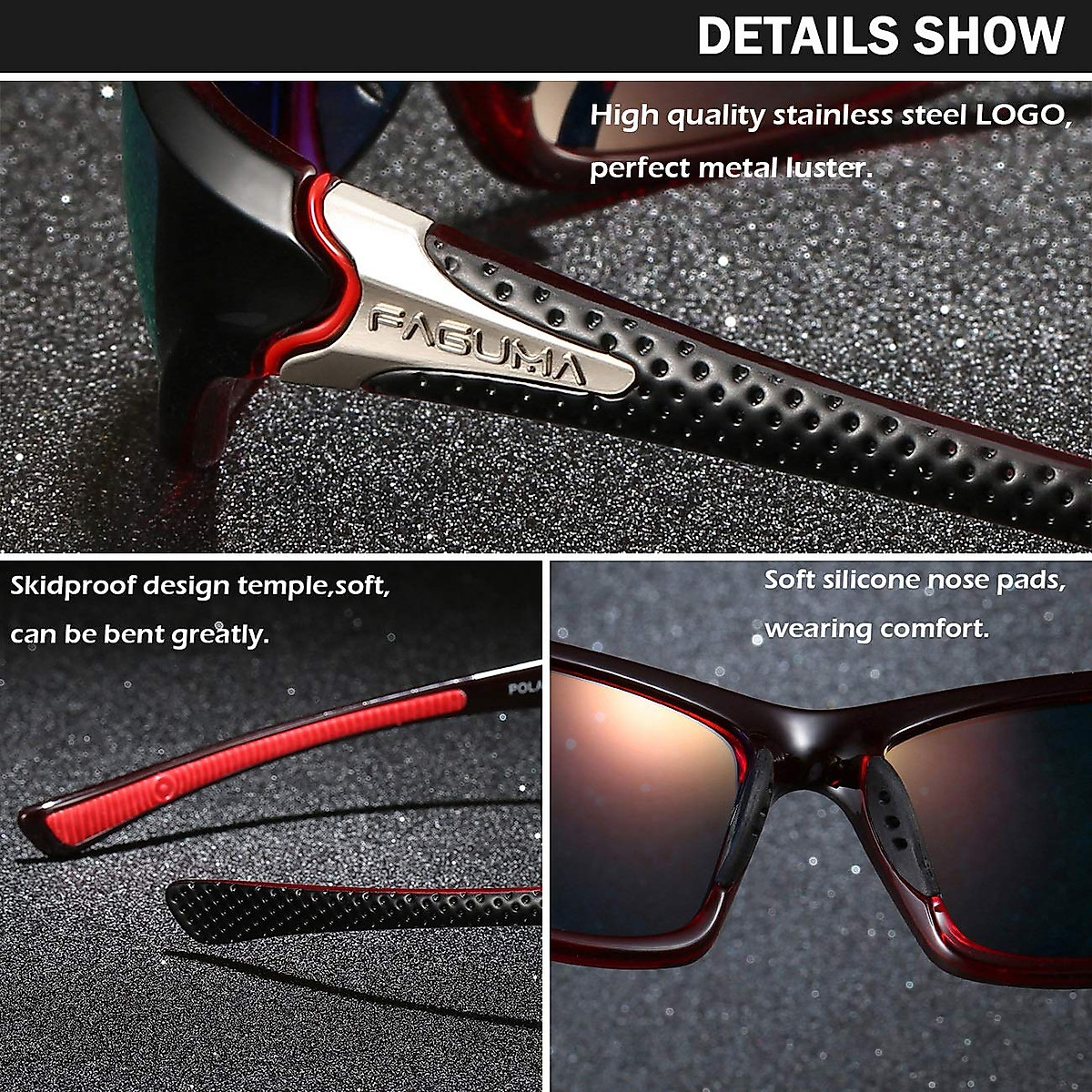 FAGUMA Sports Polarized Sunglasses For Men Cycling Driving Fishing 100% UV Protection