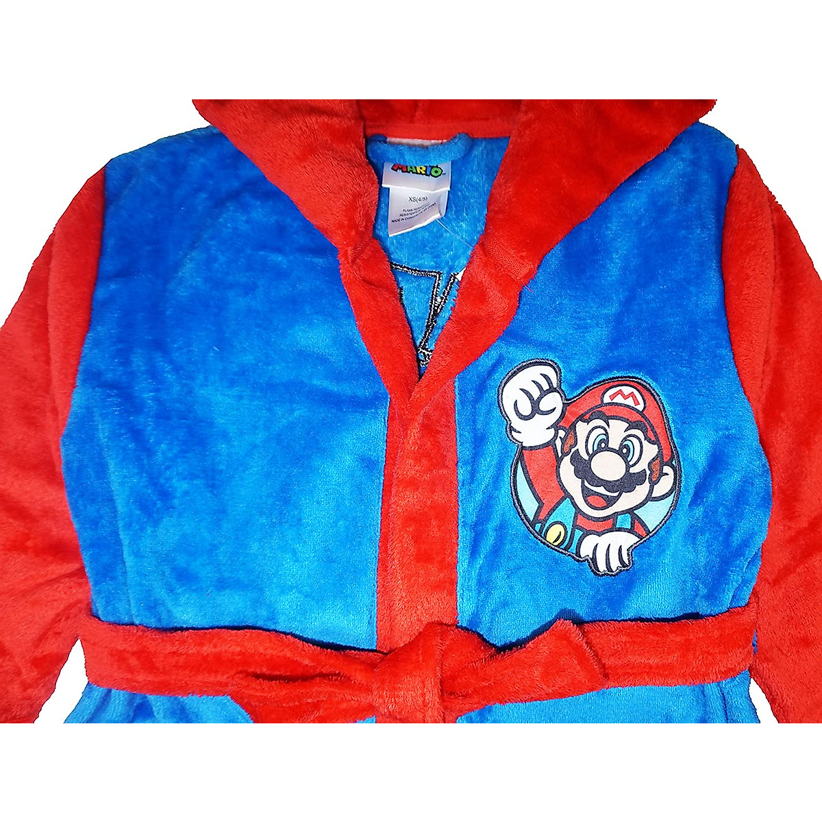 Super Mario Little/Big Boys' Soft Hooded Fleece Sleepwear Bathrobe - Plush Robe for Kids, Mario, 6/7