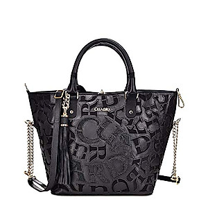 Cuadra Women's Tote Bag in Genuine Leather with Genuine Stingray Leather Black