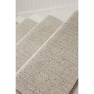 Oak Valley Designs™ Rounded Bullnose Carpet Stair Treads - Anti Slip Indoor Stair Mats for Wooden Stairs, Style: Brindle, Cottonwood, 27” W X 9.75" D (Set of 14)