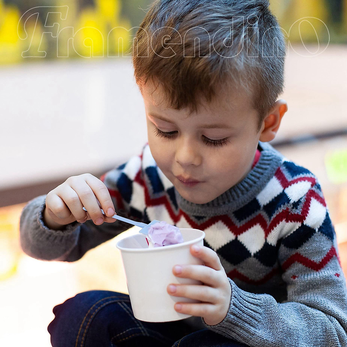 Framendino, 120 Pack Colorful Mini Shovel Spoons, Disposable Shovel Shaped Ice Cream Spoons Novelty Mini Plastic Dessert Spoon for Pudding Yogurt Cake Sugar