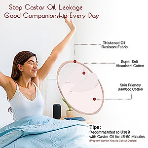 4 Pcs Castor Oil Pack Wrap-Less Mess-Organic Soft Reusable Castor Oil Compress-Breast Pads with 2 Massage Oil Tools-Relaxing Sleeping Soothing-Castor Oil Not Included (Pink)