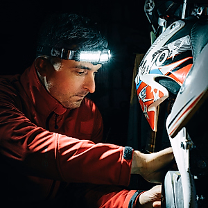 Foxelli Wide Beam Headlamp – USB Rechargeable LED Head Lamp Flashlight, Ultra Bright, 210° Wide Illumination, Low Profile, 14 White LEDs, Waterproof, Lightweight & Comfortable Headlight