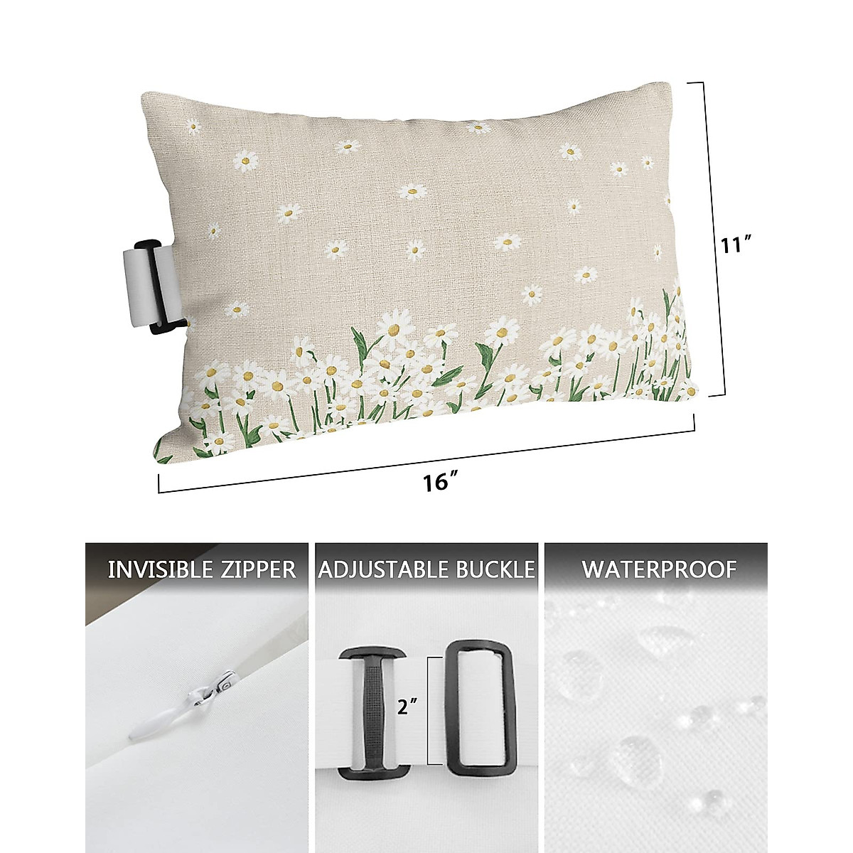 Ocean Outdoor Chaise Lounge Chair Head Pillow,2 Packs Waterproof Headrest Lumbar Throw Pillows Cover Case with Insert & Elastic Band for Pool Patio,Retro Blue Starfish Seahorse Anchor Shell Coral