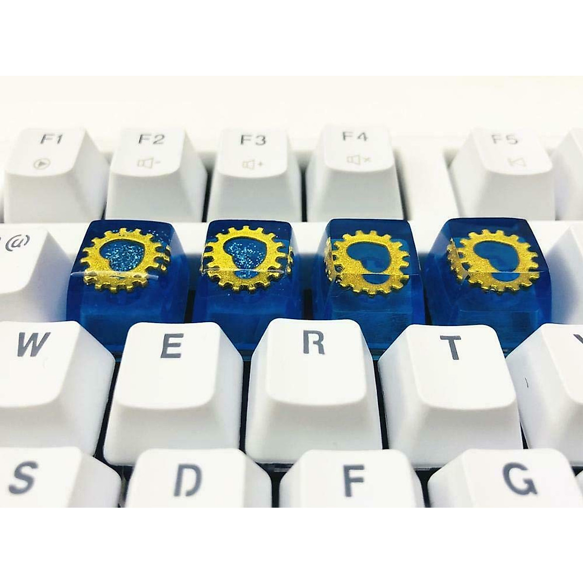 Handmade Heart of Ocean Resin R4/ESC Keycap Backlit Translucent Key Cap Switch OEM Profile for Cherry RGB MX Mechanical Gaming Keyboards (Kit 1)