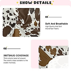 Cow Print Fitted Crib Sheet for Girls and Boys,Soft Breathable Baby Sheet for Standard Size Crib Mattress 21164070
