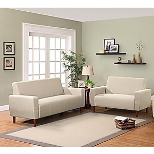 Container Furniture Direct Stiletto Linen Upholstered Mid-Century Modern Sofa, 70.1", Beige