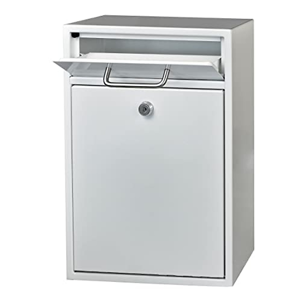 Mail Boss 7420 High Security Steel Locking Wall Mounted Mailbox - Office Drop Box - Comment Box - Letter Box - Deposit Box, Alpine White